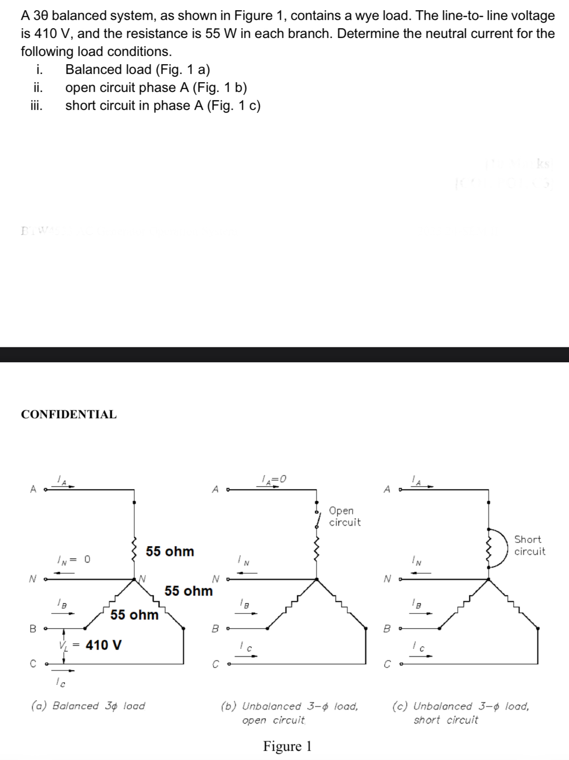 Solved A 30 ﻿balanced system, as shown in Figure 1, | Chegg.com