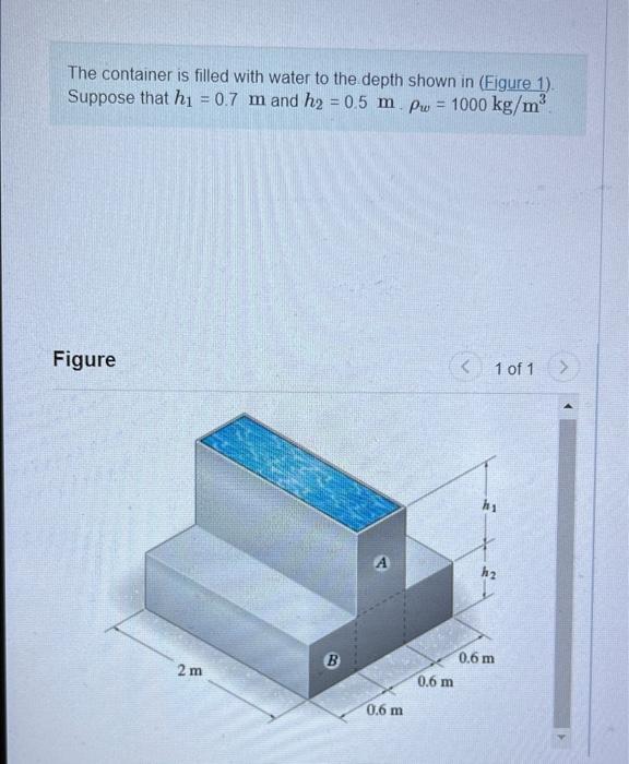 Solved The container is filled with water to the depth shown | Chegg.com