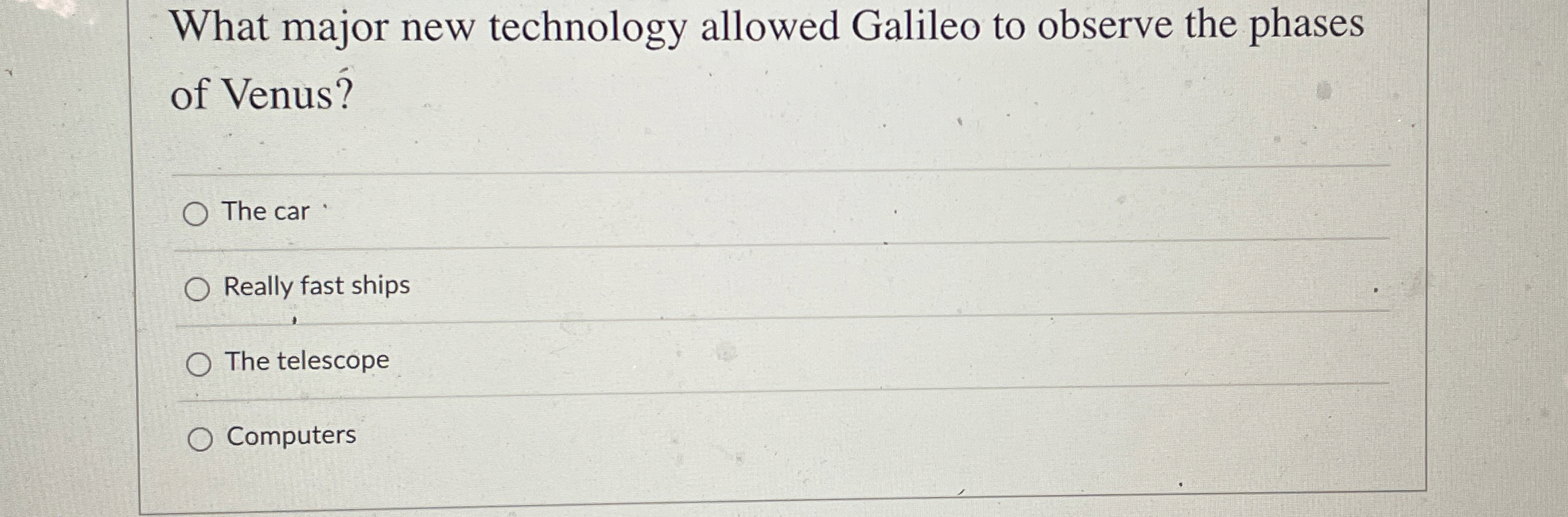 Solved What major new technology allowed Galileo to observe | Chegg.com