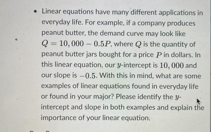 Solved • Linear equations have many different applications | Chegg.com