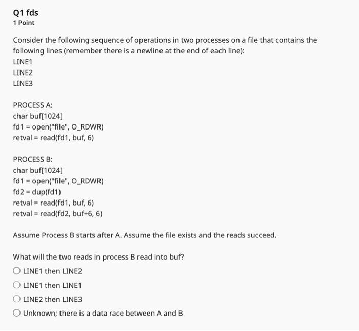 Solved Q1 fds 1 Point Consider the following sequence of | Chegg.com