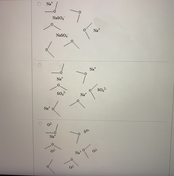 Solved Which figure best represents how Na2SO4 would behave | Chegg.com