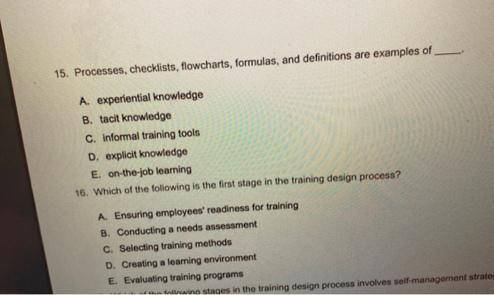 Solved 15. Processes, checklists, flowcharts, formulas, and | Chegg.com