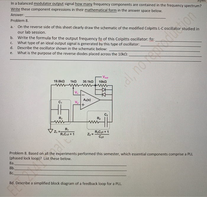 Solved In a balanced modulator output signal how many | Chegg.com