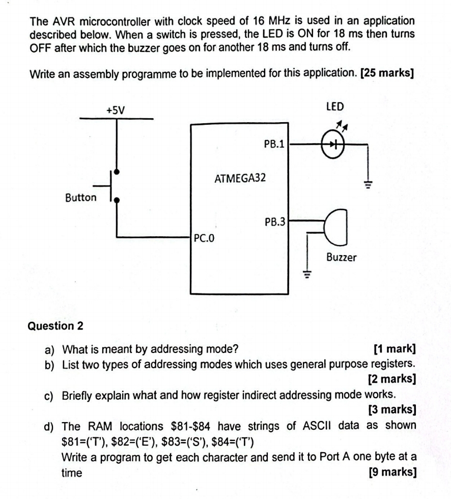 Solved The AVR microcontroller with clock speed of 16 ﻿MHz | Chegg.com
