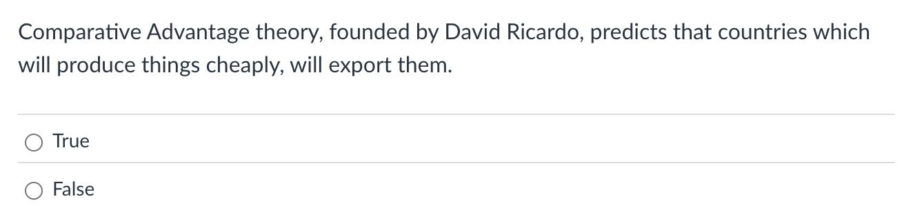 Solved Comparative Advantage theory, founded by David | Chegg.com