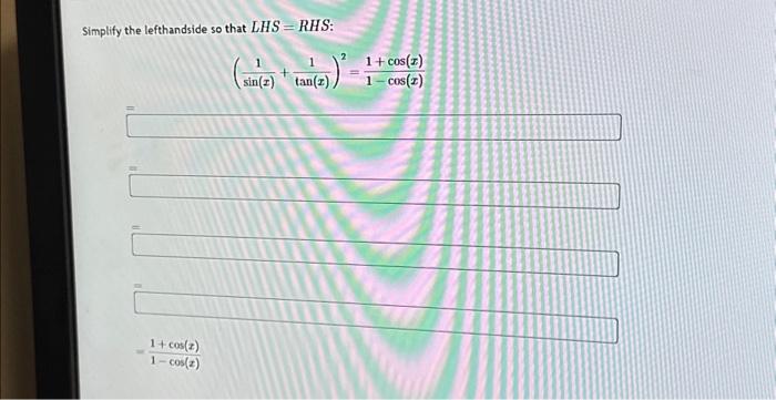 Solved Simplify the lefthandside so that LHS=RHS : | Chegg.com