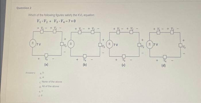 Solved Which of the following figures satisfy the KVL | Chegg.com