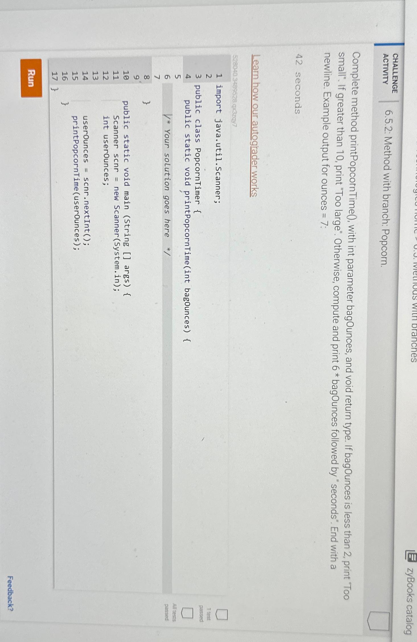 Solved zyBooks catalogCHALLENGEACTIVITY6.5.2: Method with | Chegg.com