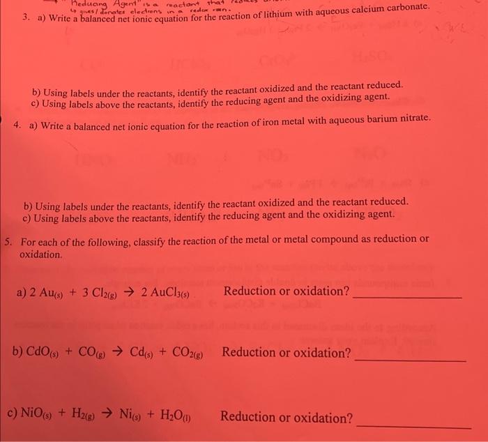 Solved b) Using labels under the reactants, identify the | Chegg.com