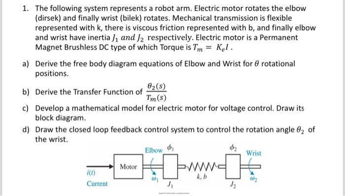 Solved 1. The following system represents a robot arm. | Chegg.com