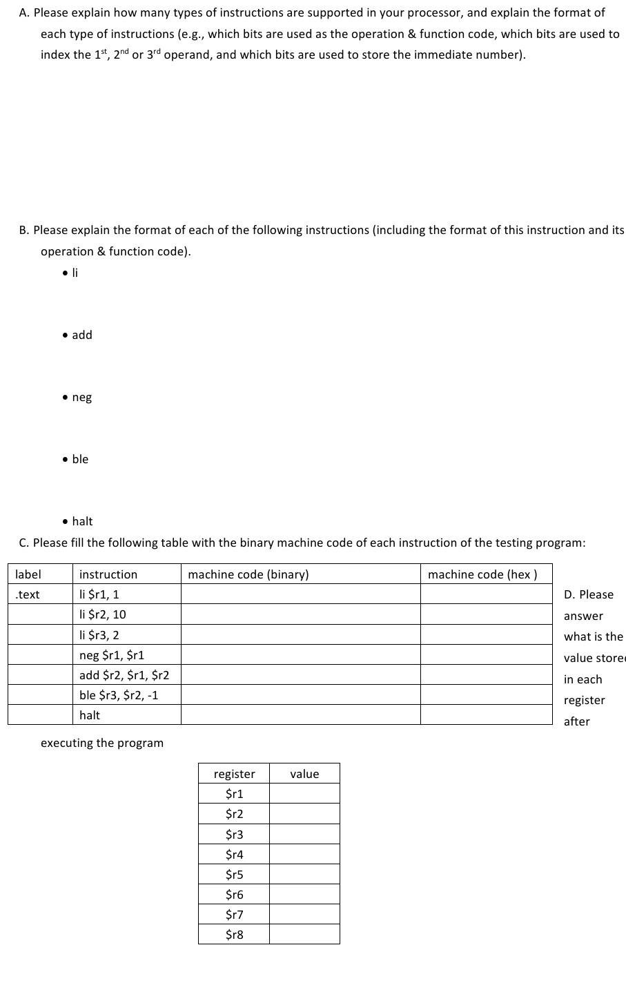 Solved Build a processor in Logisim. The processor should | Chegg.com