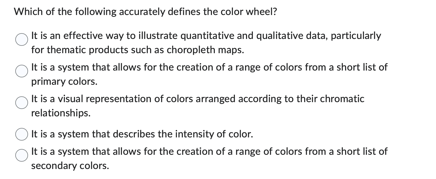 Solved Which of the following accurately defines the color | Chegg.com