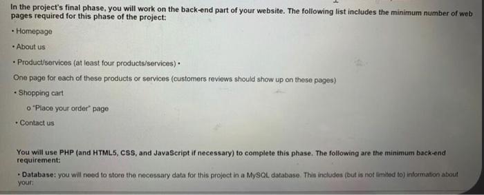Solved Your course project will be to design and build a | Chegg.com