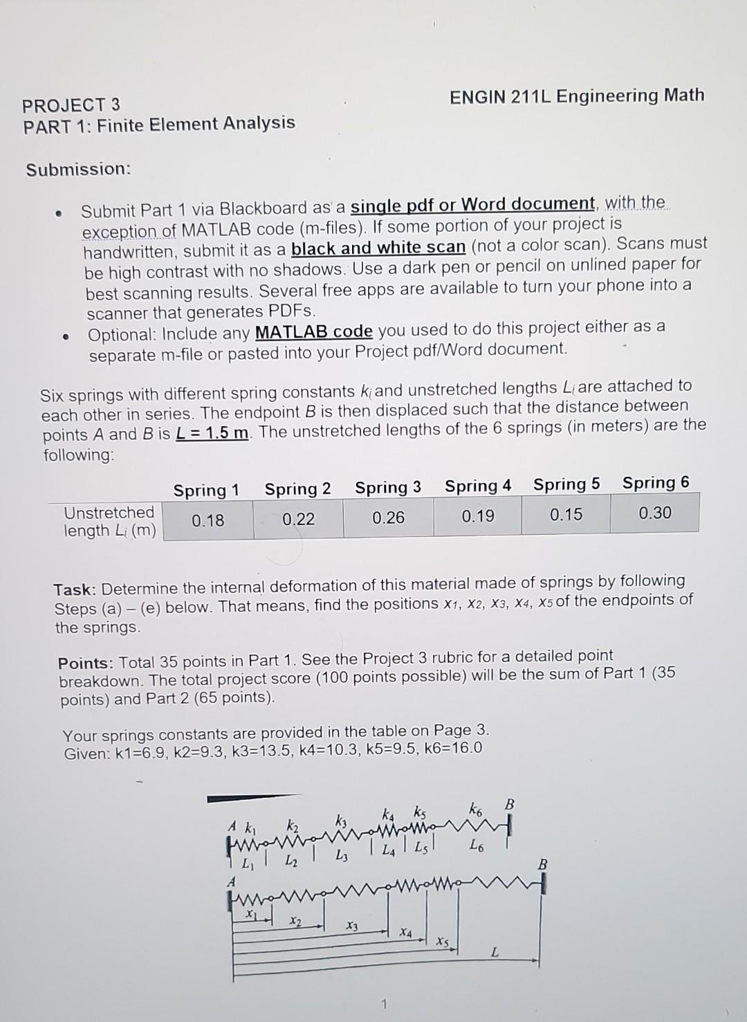 Solved PROJECT 3 PART 1: Finite Element Analysis Submission: | Chegg.com