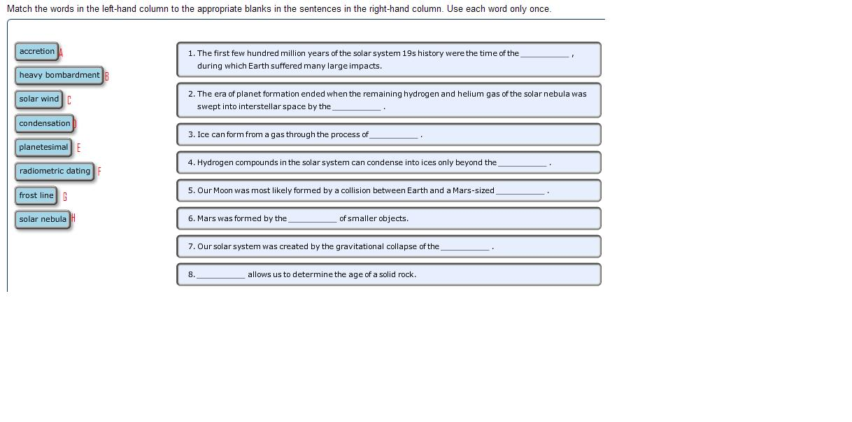 Match the words in the left-hand column to the | Chegg.com