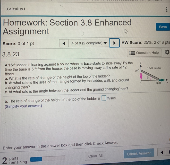 Solved Fuscu Calculus Homework Section 3 8 Enhanced