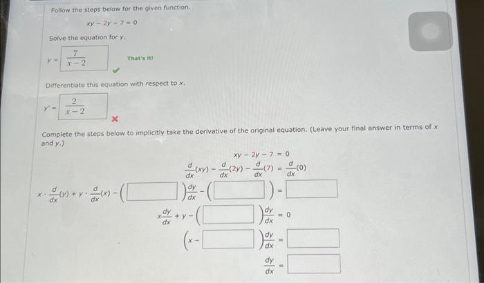 Solved Follow the steps below for the given function. xy - | Chegg.com