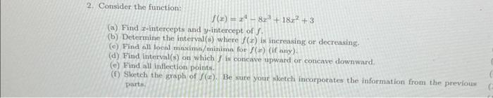Solved F X X4−8x3 18x2 3 A Find X Intercepts And