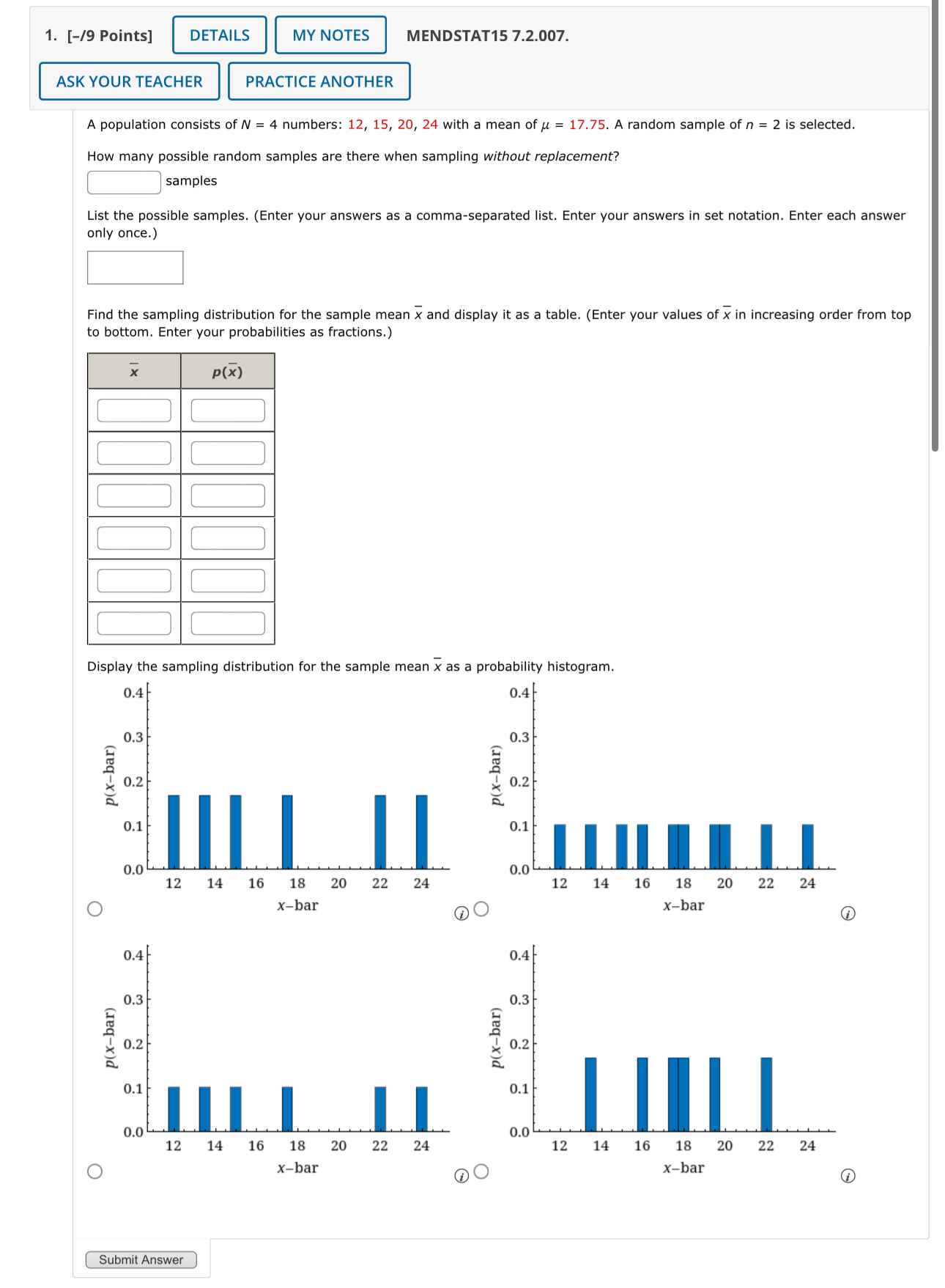 Solved A population consists of N=4 ﻿numbers: 12, 15, 20, 24 | Chegg.com