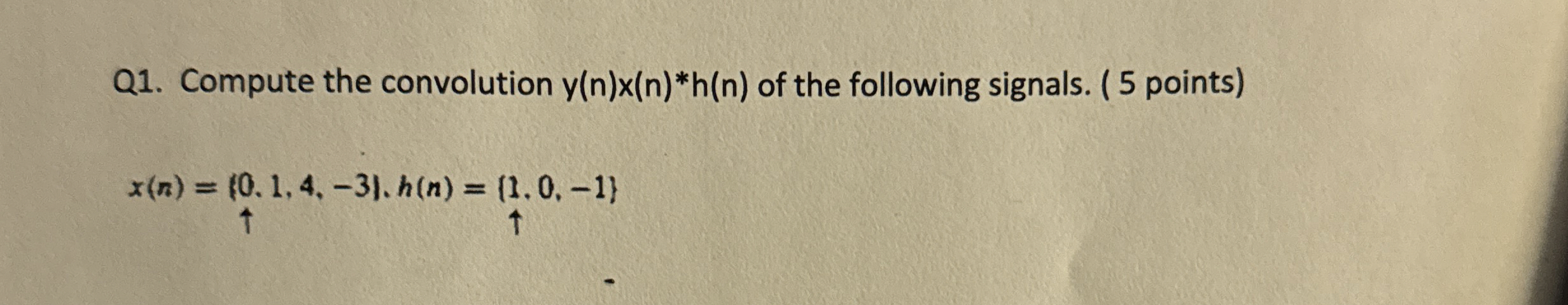 Solved Q1. ﻿Compute the convolution y(n)x(n)**h(n) ﻿of the | Chegg.com