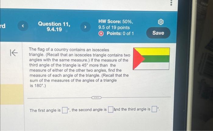 Solved The flag of a country contains an isosceles triangle. | Chegg.com