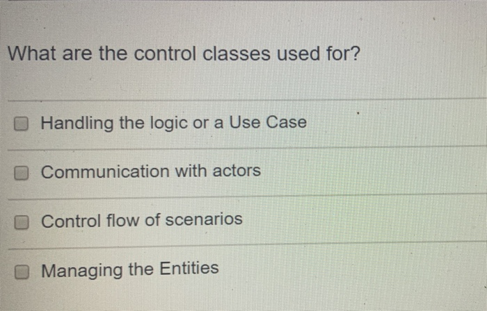 Solved What are the control classes used for? Handling the | Chegg.com