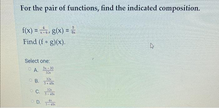 Solved For the pair of functions, find the indicated | Chegg.com