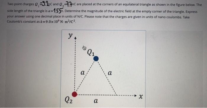 Solved Two point charges Q1≡9.2DC and Q2=7.7C are placed at | Chegg.com