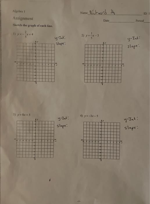 Solved Afpebra I Assignment Date Period Shetch the graph of | Chegg.com