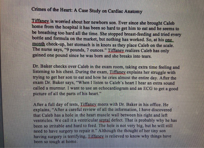 Solved Crimes of the Heart: A Case Study on Cardiac Anatomy | Chegg.com