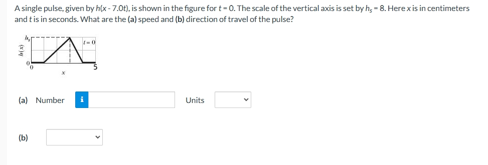 Solved A single pulse, given by h(x-7.0t), is ﻿shown in ﻿the | Chegg.com
