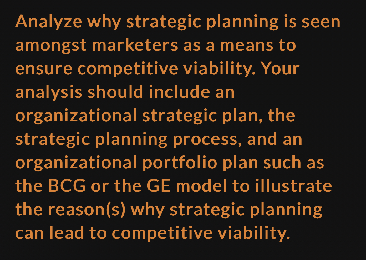 Solved Analyze why strategic planning is seen amongst | Chegg.com