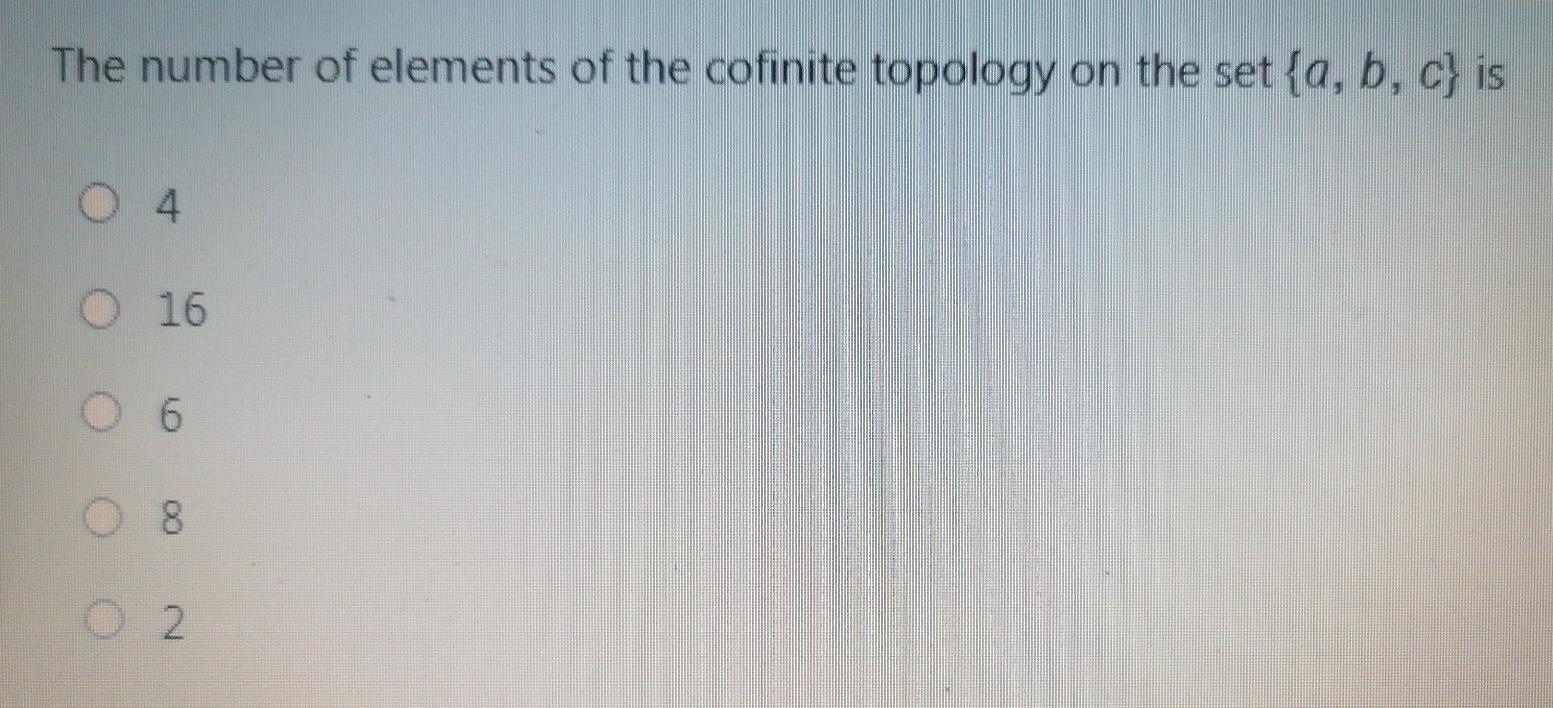 Solved The number of elements of the cofinite topology on | Chegg.com