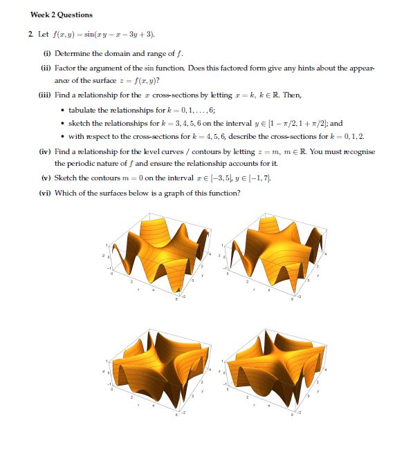 Solved Let f(x, ﻿y) = ﻿sin(x y − ﻿x − 3y + 3).(i) ﻿Determine | Chegg.com