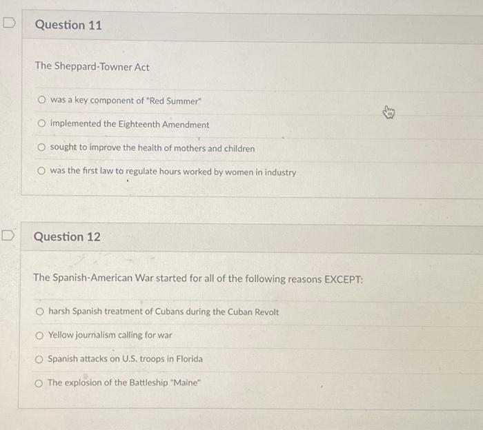 The Sheppard-Towner Act was a key component of "Red | Chegg.com