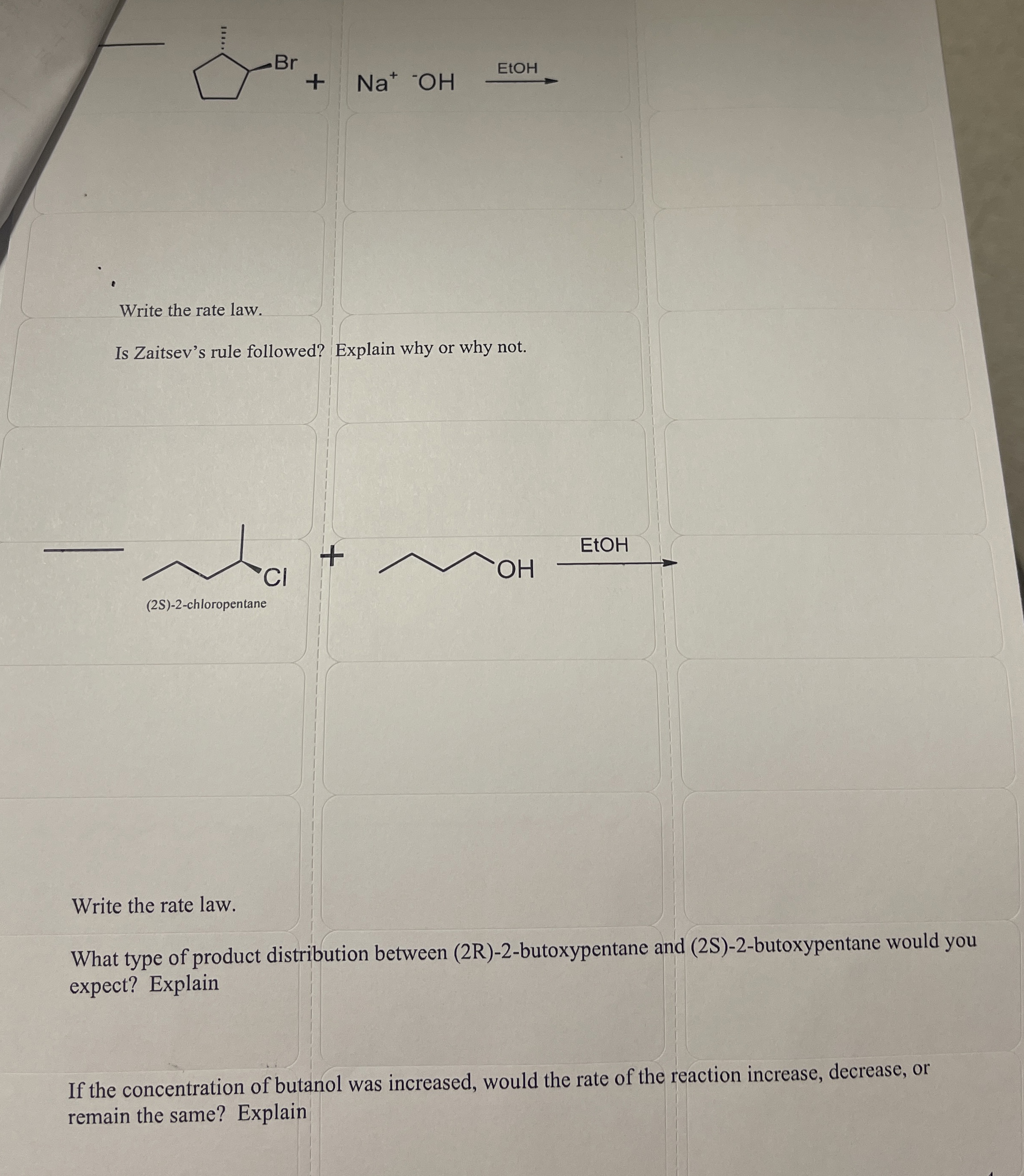 Solved Br+Na+OH→EtOHWrite the rate law.Is Zaitsev's rule | Chegg.com