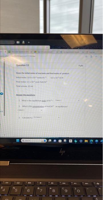 Solved Fin moles 15×104 male Fes. Totak volamue 10mt. Brmer | Chegg.com