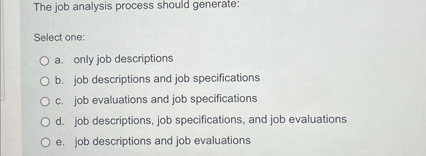 Solved The job analysis process should generate:Select | Chegg.com