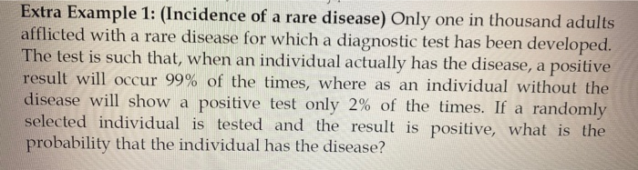 Solved Extra Example 1: (Incidence of a rare disease) Only | Chegg.com