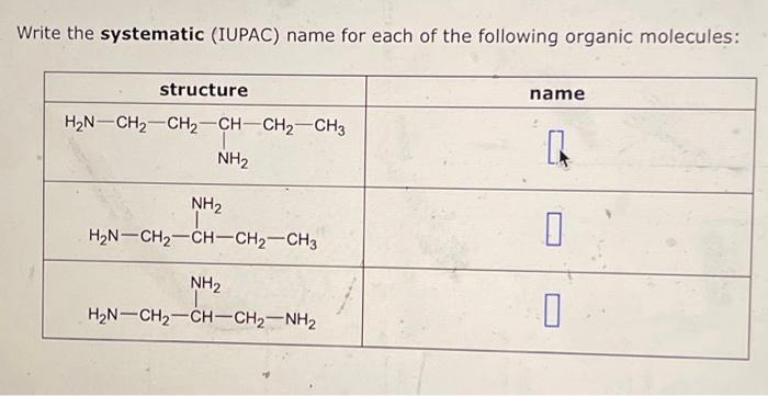 Solved Write the systematic (IUPAC) name for each of the | Chegg.com