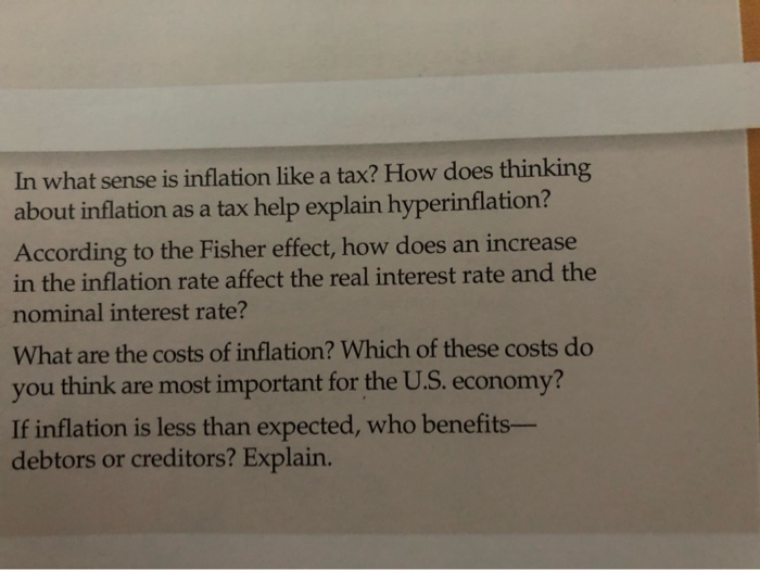 Solved In what sense is inflation likea tax? How does | Chegg.com