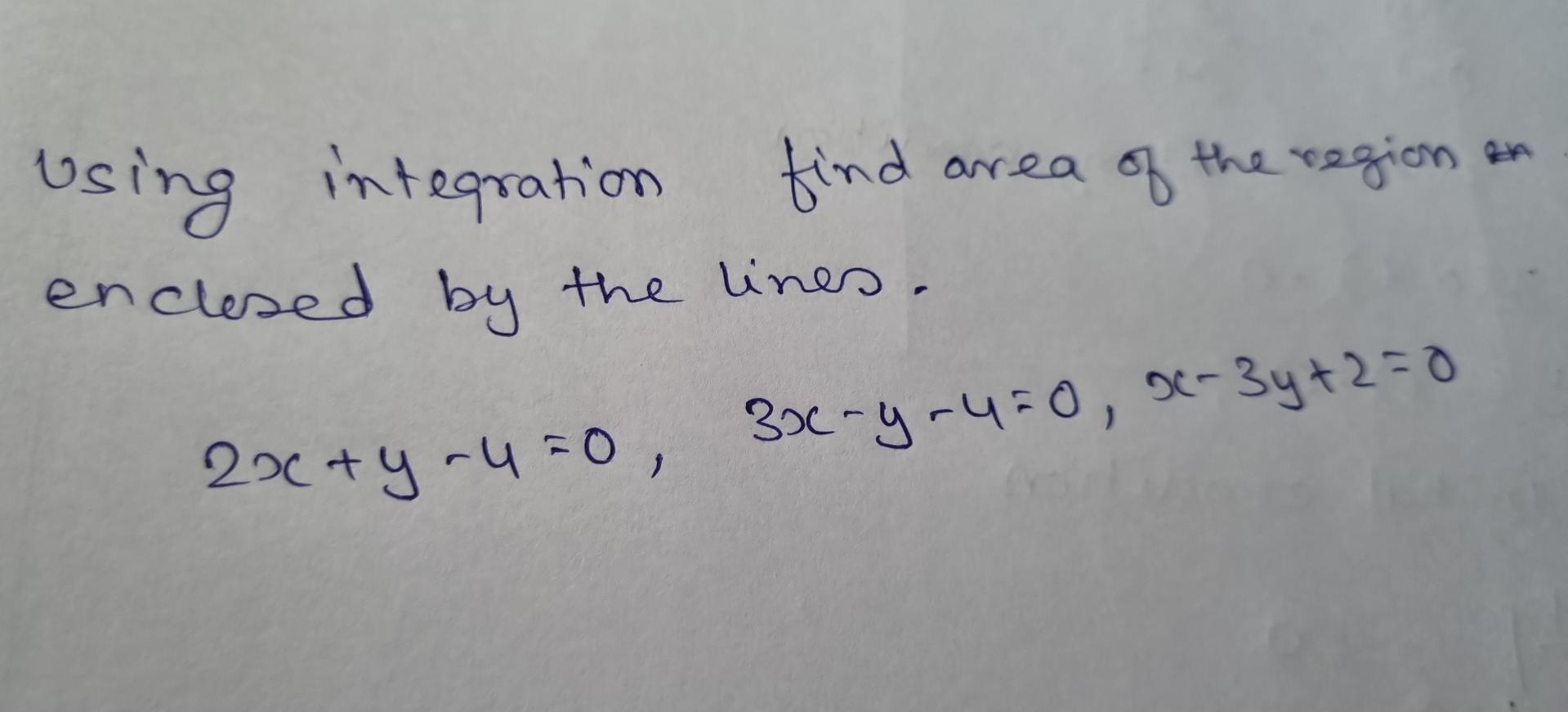 Solved Using integration find area of the region enclesed by | Chegg.com