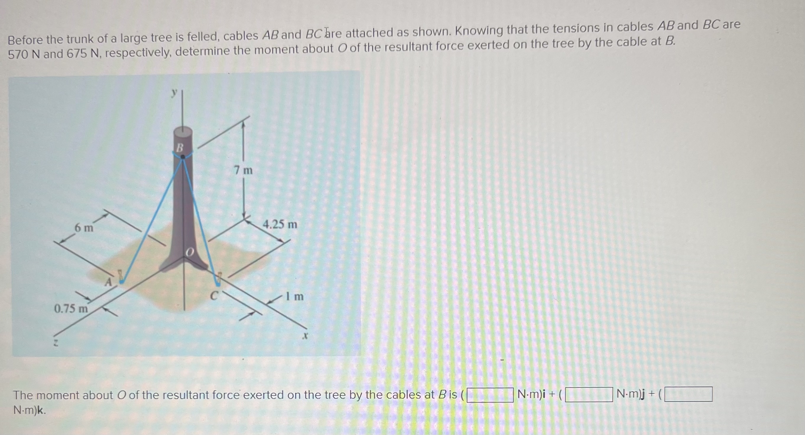 Solved Before the trunk of a large tree is felled, cables AB | Chegg.com