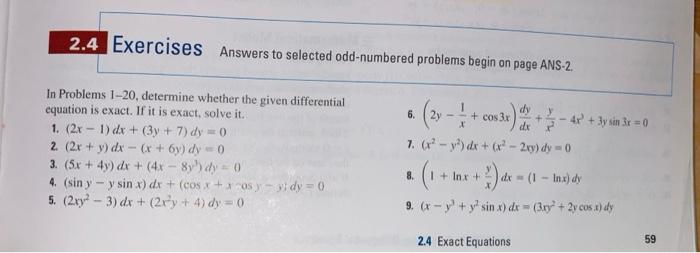 Solved 2.4 Exercises Answers to selected odd-numbered | Chegg.com