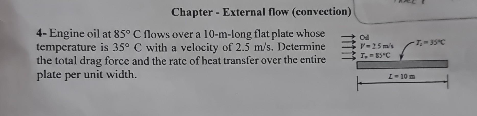 Solved Chapter - External flow (convect 4- Engine oil at | Chegg.com