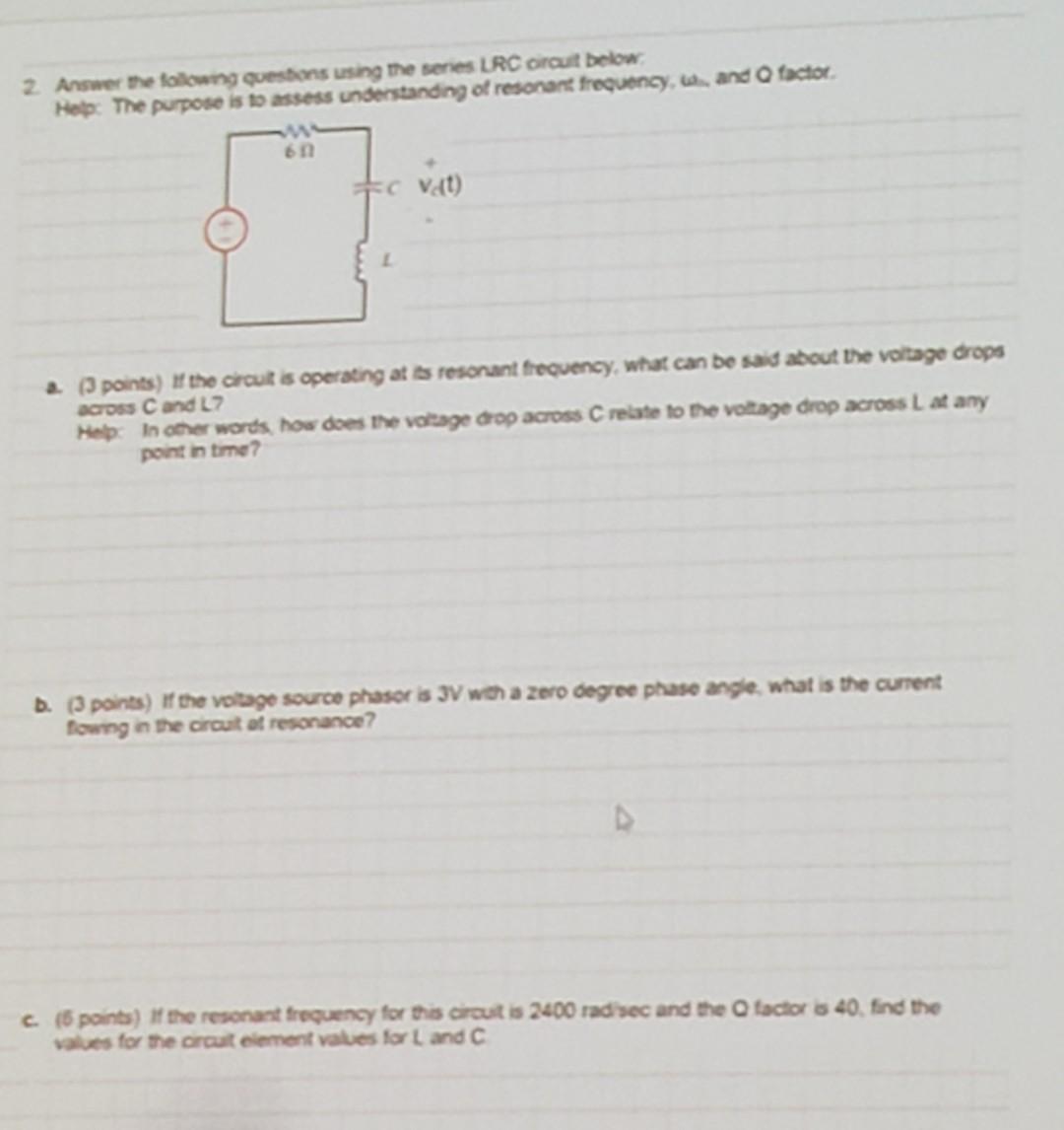 Solved 2. Answer the following questions using the series | Chegg.com