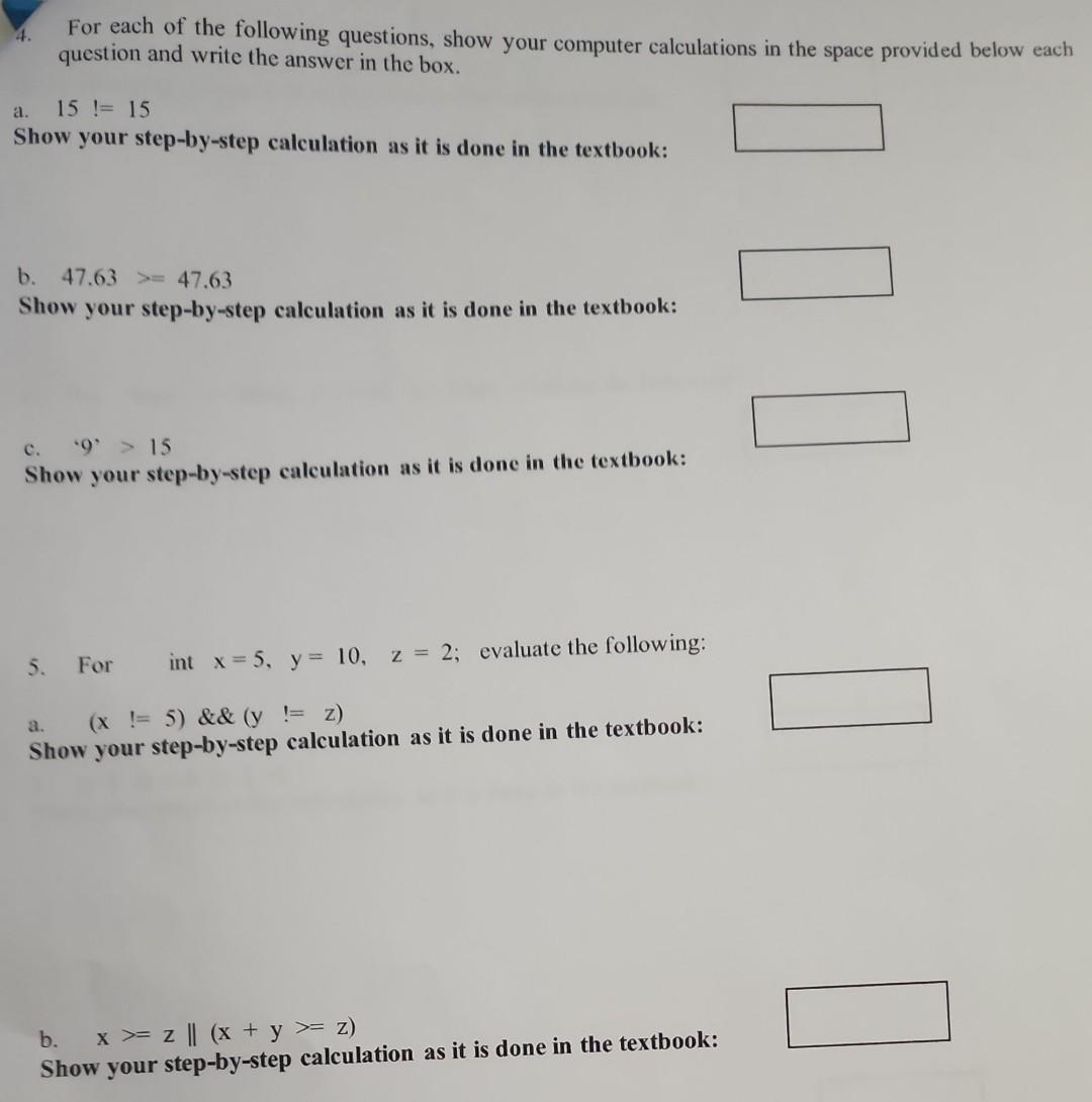 Solved 4. For each of the following questions, show your | Chegg.com