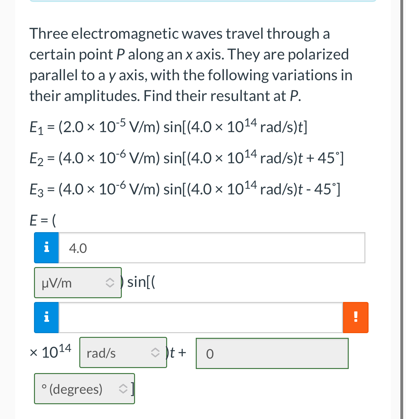 Solved Three electromagnetic waves travel through a certain | Chegg.com
