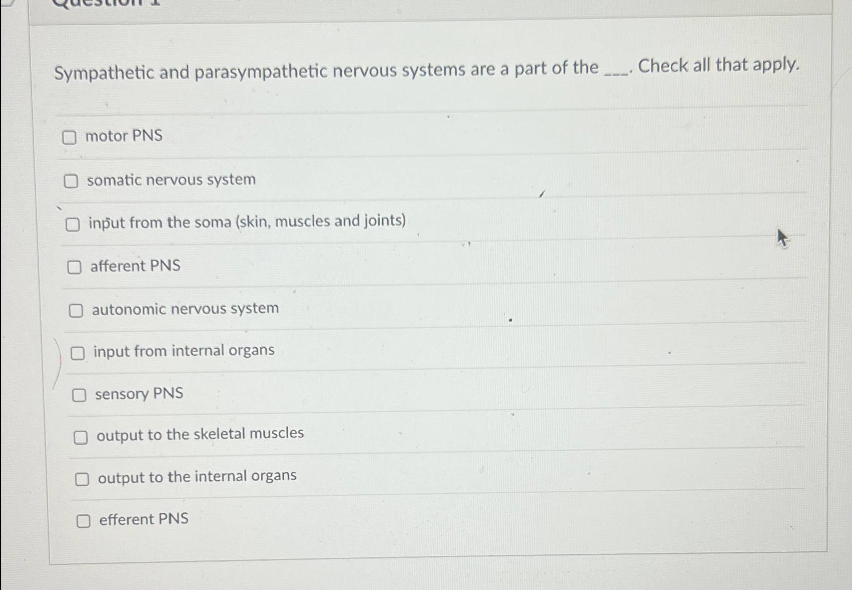 Solved Sympathetic and parasympathetic nervous systems are a | Chegg.com
